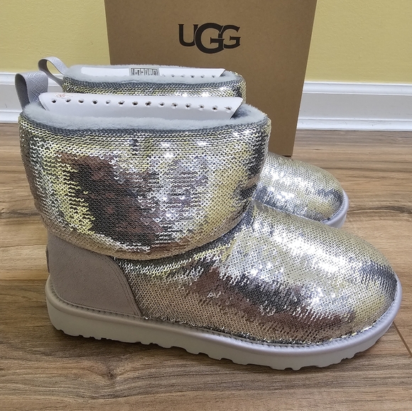 UGG | Shoes | Ugg Classic Mini Mirror Ball Silver Size Us 8 | Poshmark